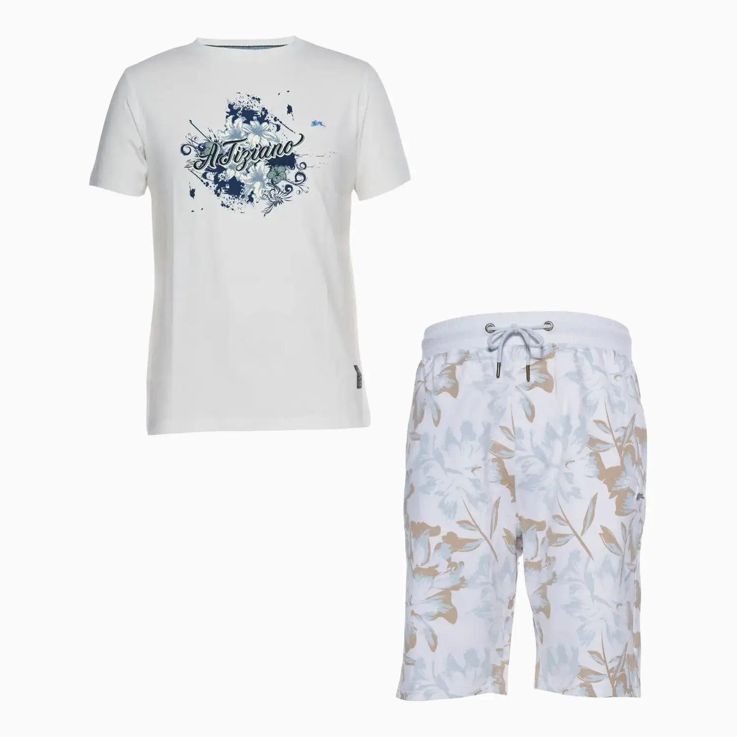 A Tiziano Men's Tom Chris Graphic T-Shirt and Shorts Outfit