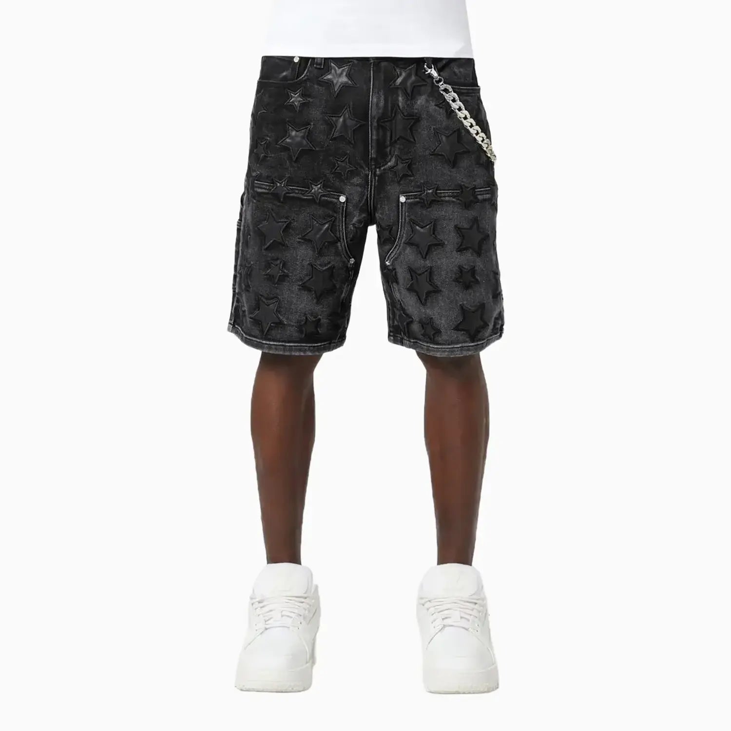 Guapi Men's Obsidian Black Stars Denim Shorts