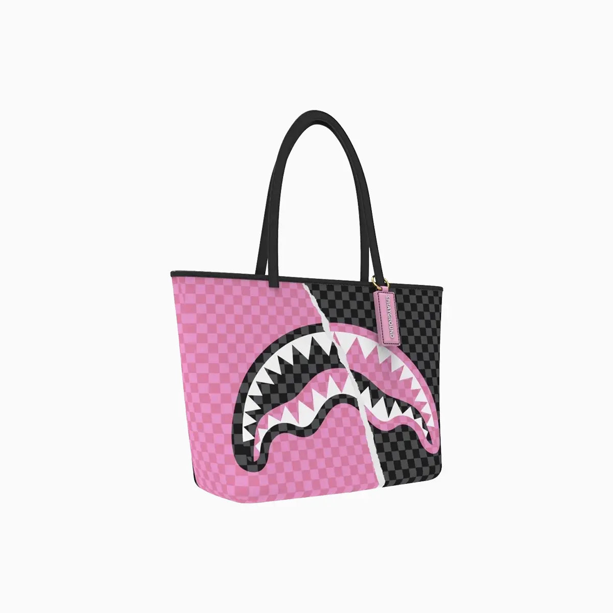 Sprayground Pink And Black Tear Sip Tote Bag