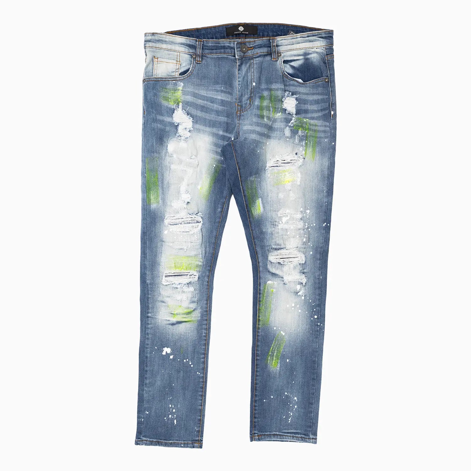 Focus Men's Paint Splatter Embroidered Denim Pant