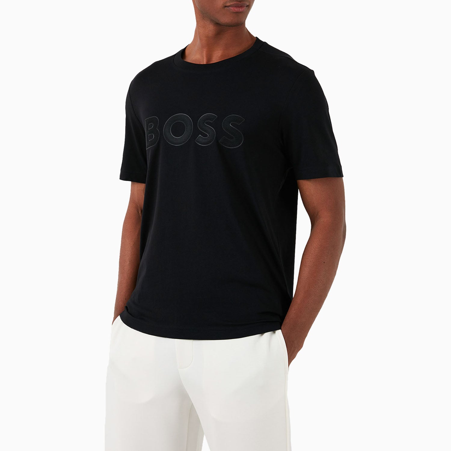 Hugo Boss Men's Cotton Jersey Regular Fit T-Shirt With Mesh Logo