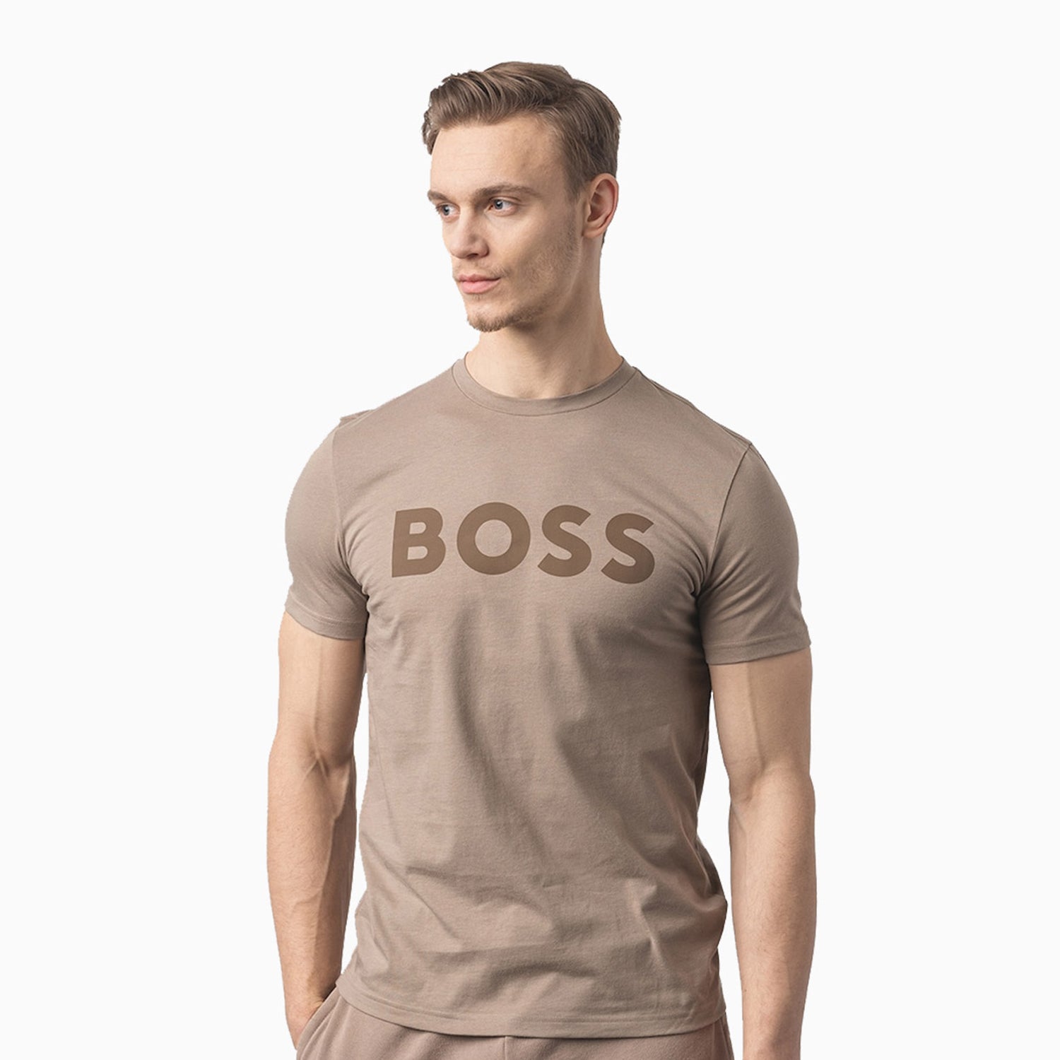 Hugo Boss Men's Cotton Jersey T-Shirt With Rubber Print Logo