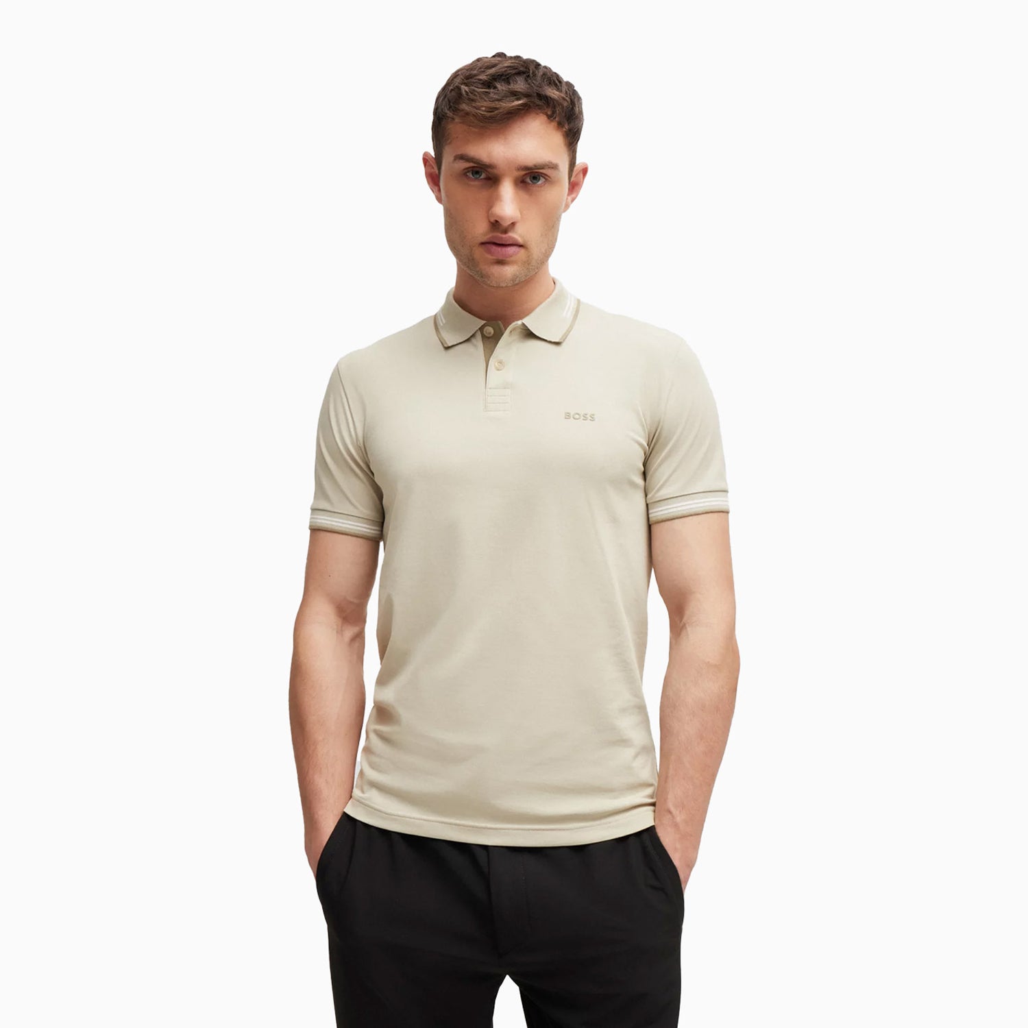 Hugo Boss Men's Stretch Cotton Slim Fit Polo Shirt With Branding
