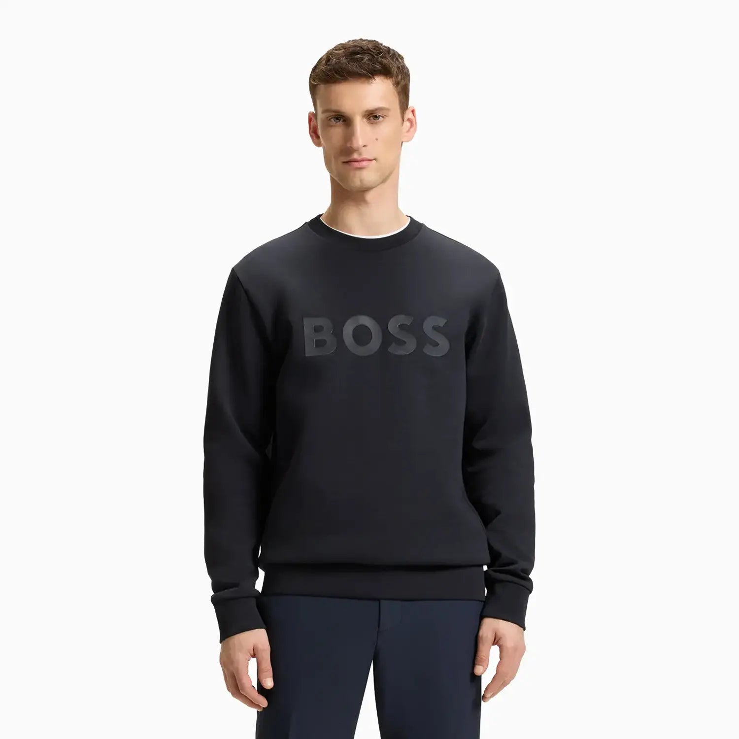 Hugo Boss Men's Stretch Cotton Sweatshirt with Sandwich Logo