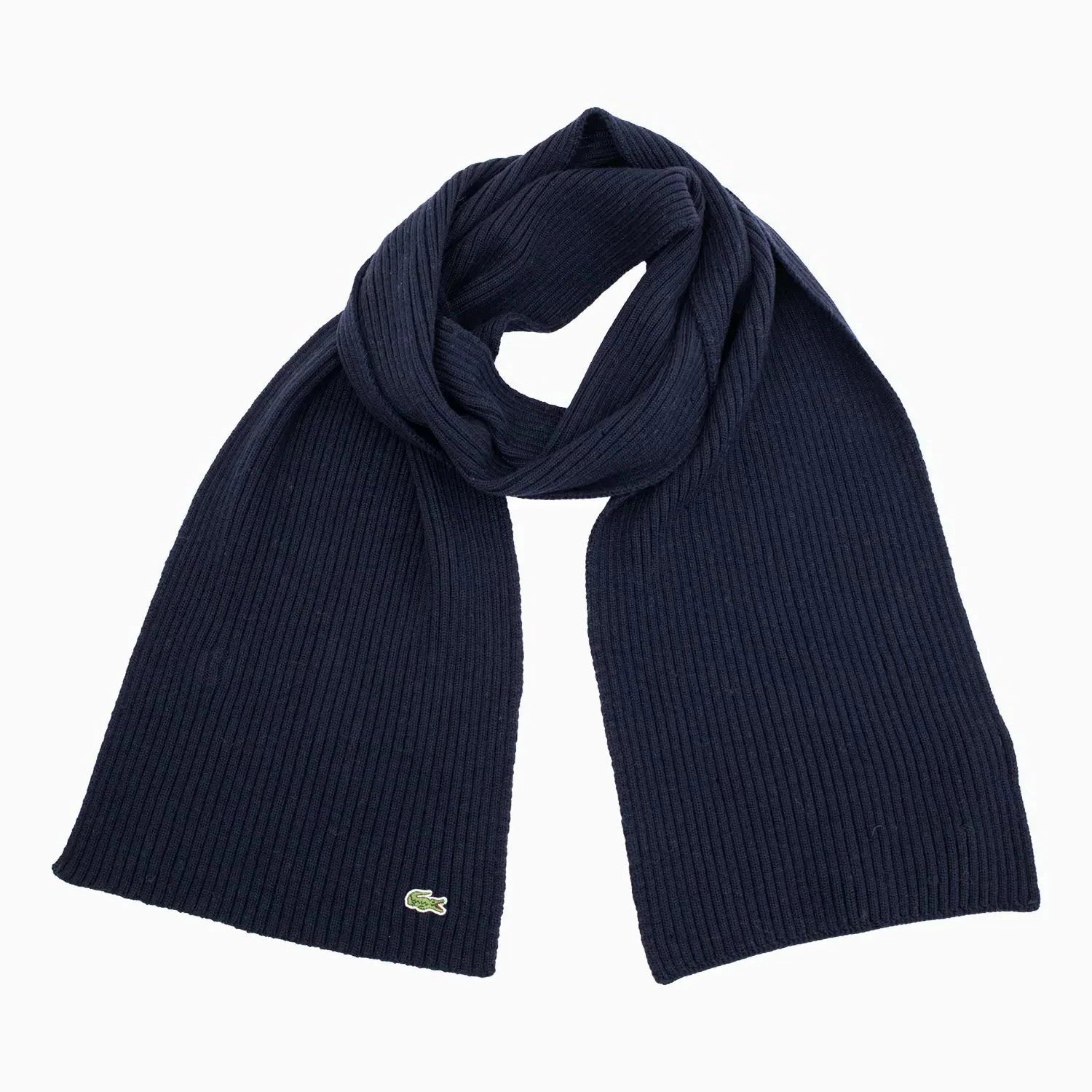 Lacoste Ribbed Crocodile Wool Scarf