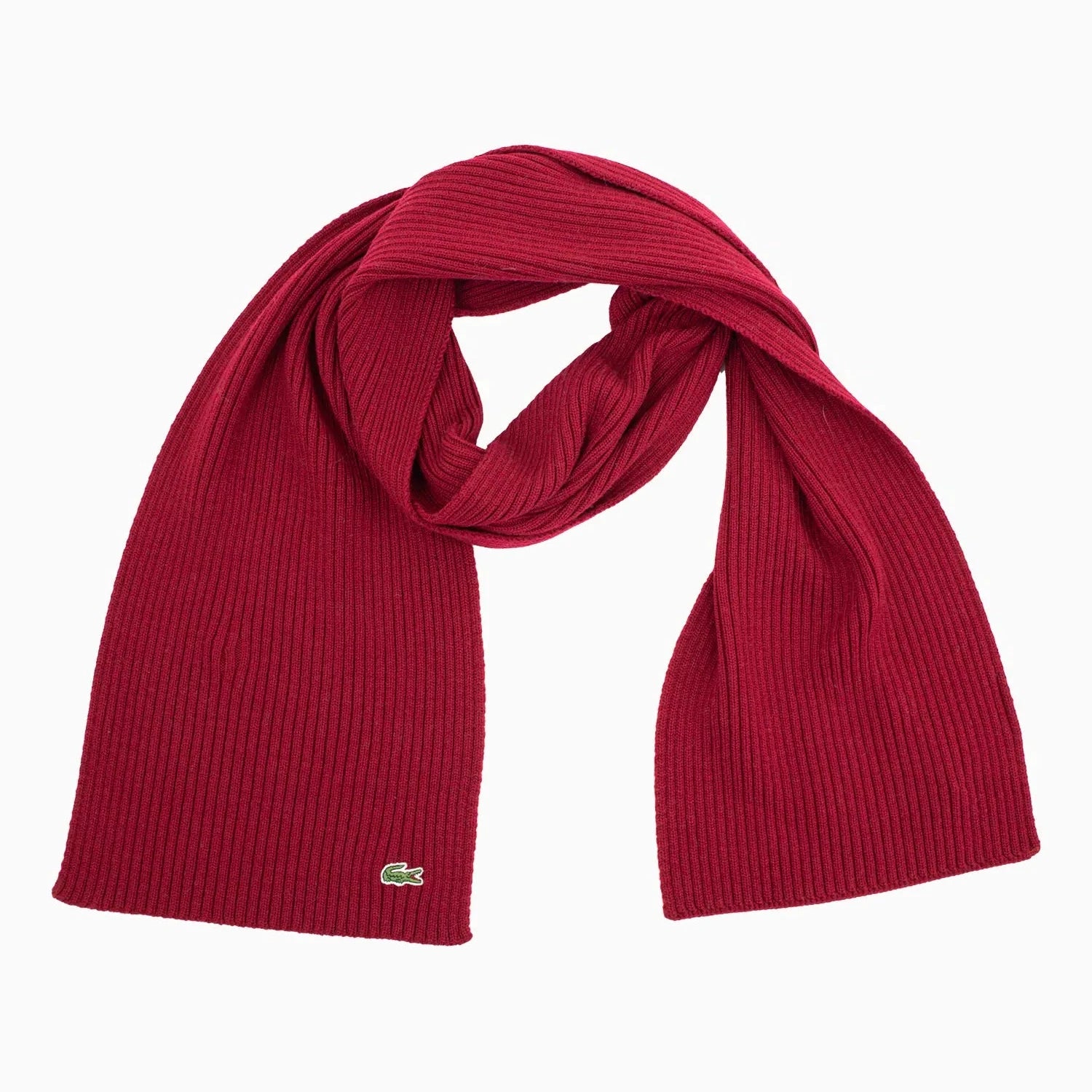 Lacoste Ribbed Crocodile Wool Scarf