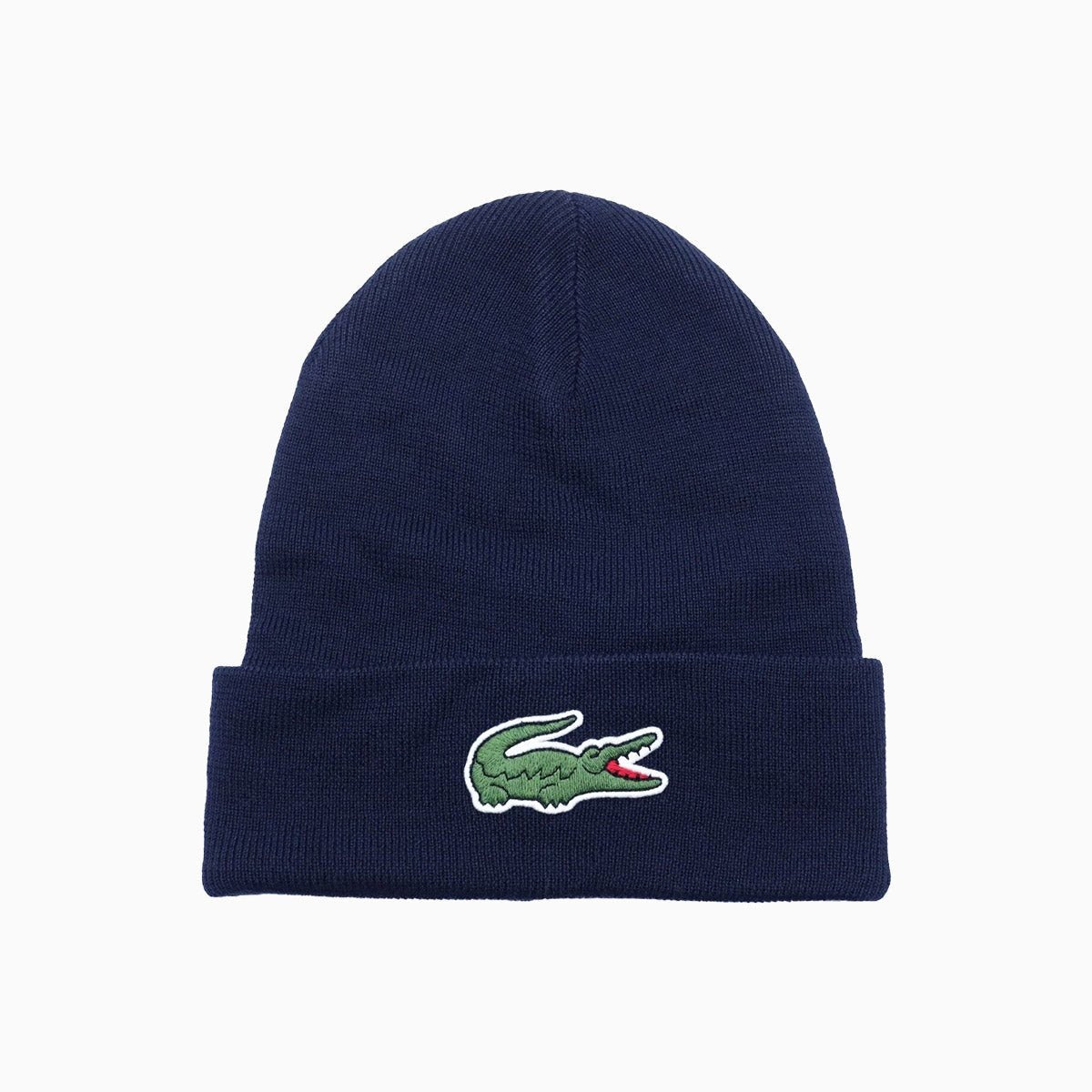 Lacoste Ribbed Wool Turned Edge Beanie Hat