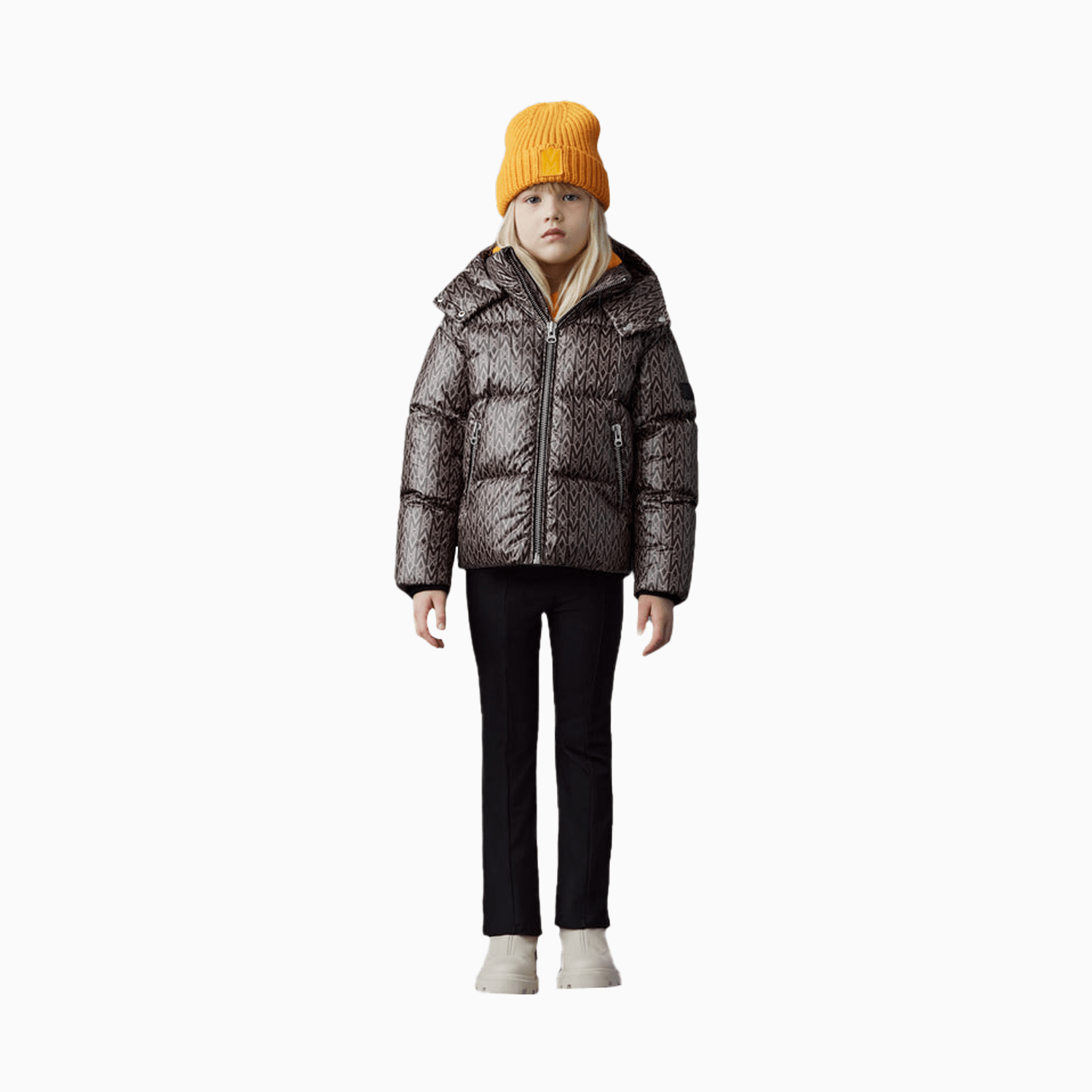 Mackage Kid's Jesse Lustrous Light Down Monogram Print Jacket