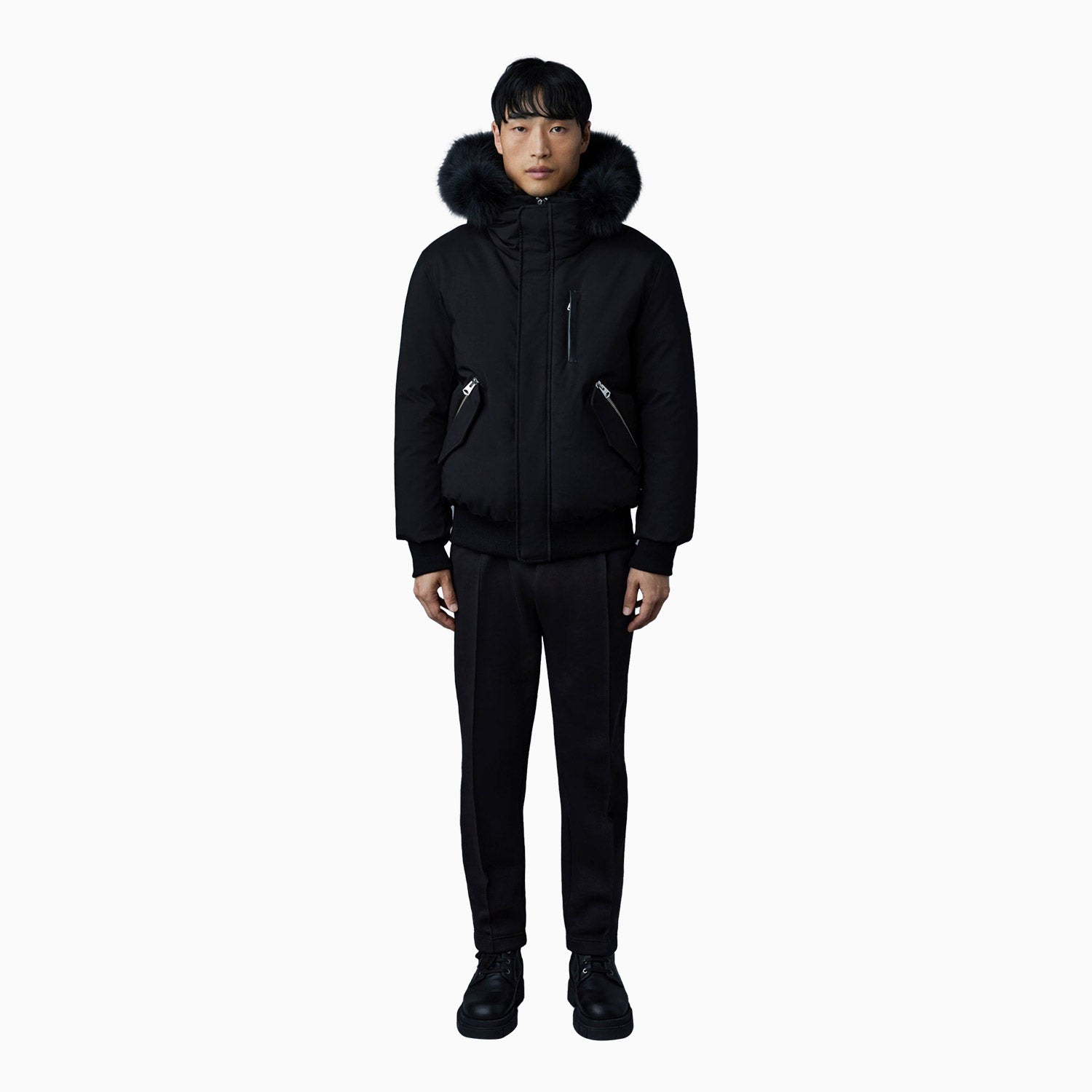 Mackage Men's DIXON 2-in-1 Nordic Tech Down Bomber With Blue Fox Fur Jacket