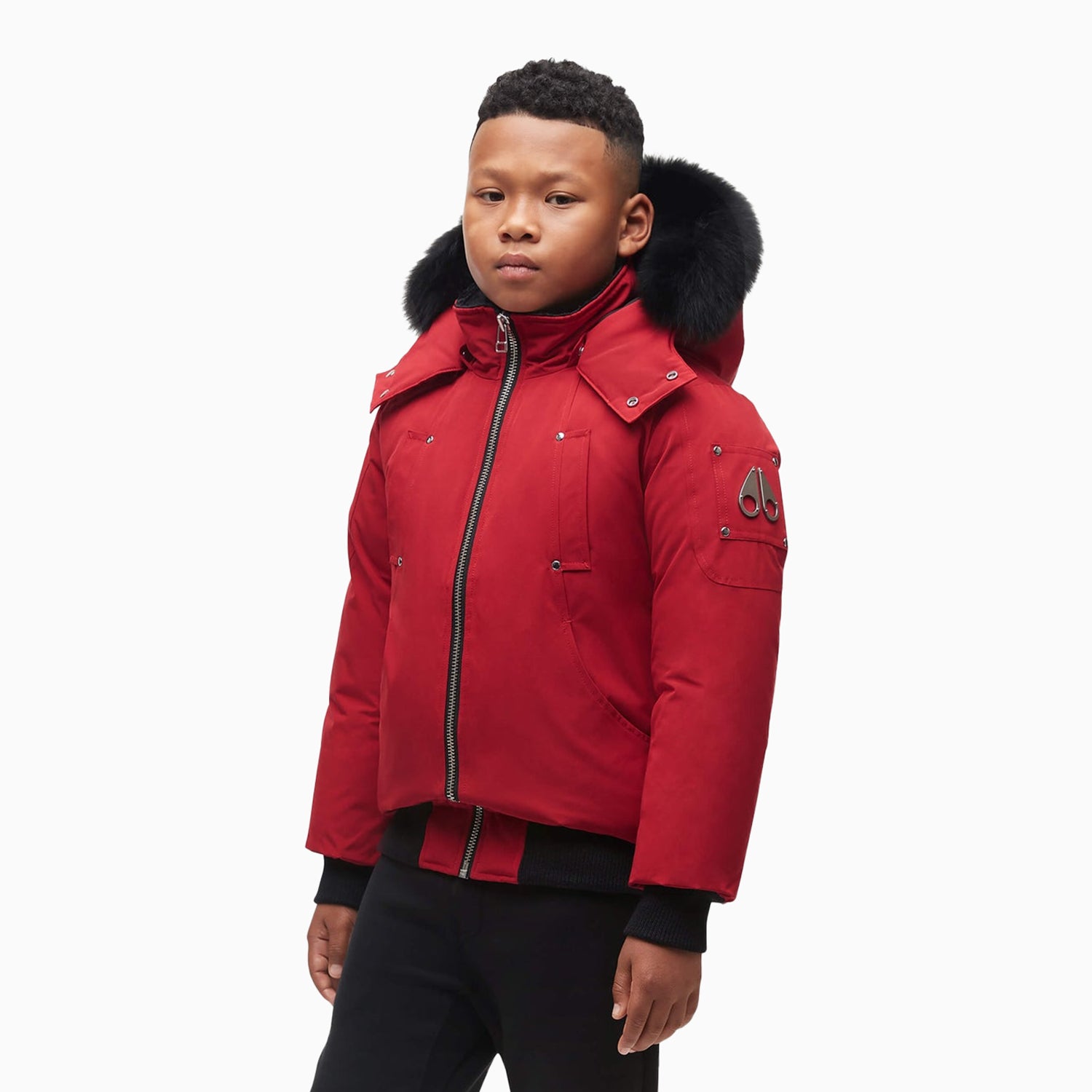 Moose Knuckles Kids Original Bomber Zip-Up Fur Jacket