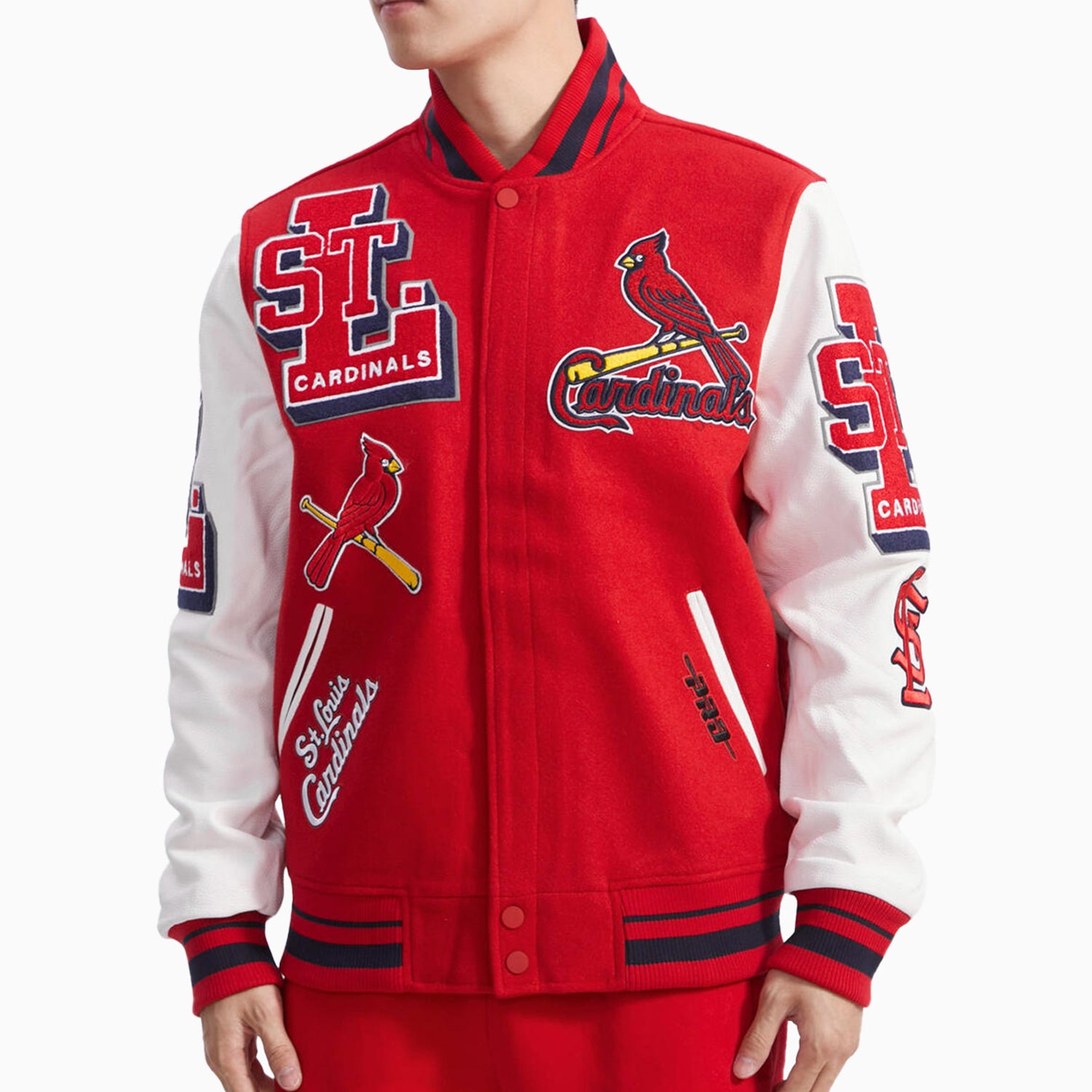 Pro Standard Men's St. Louis Cardinals MLB Mash Up Rib Wool Varsity Jacket
