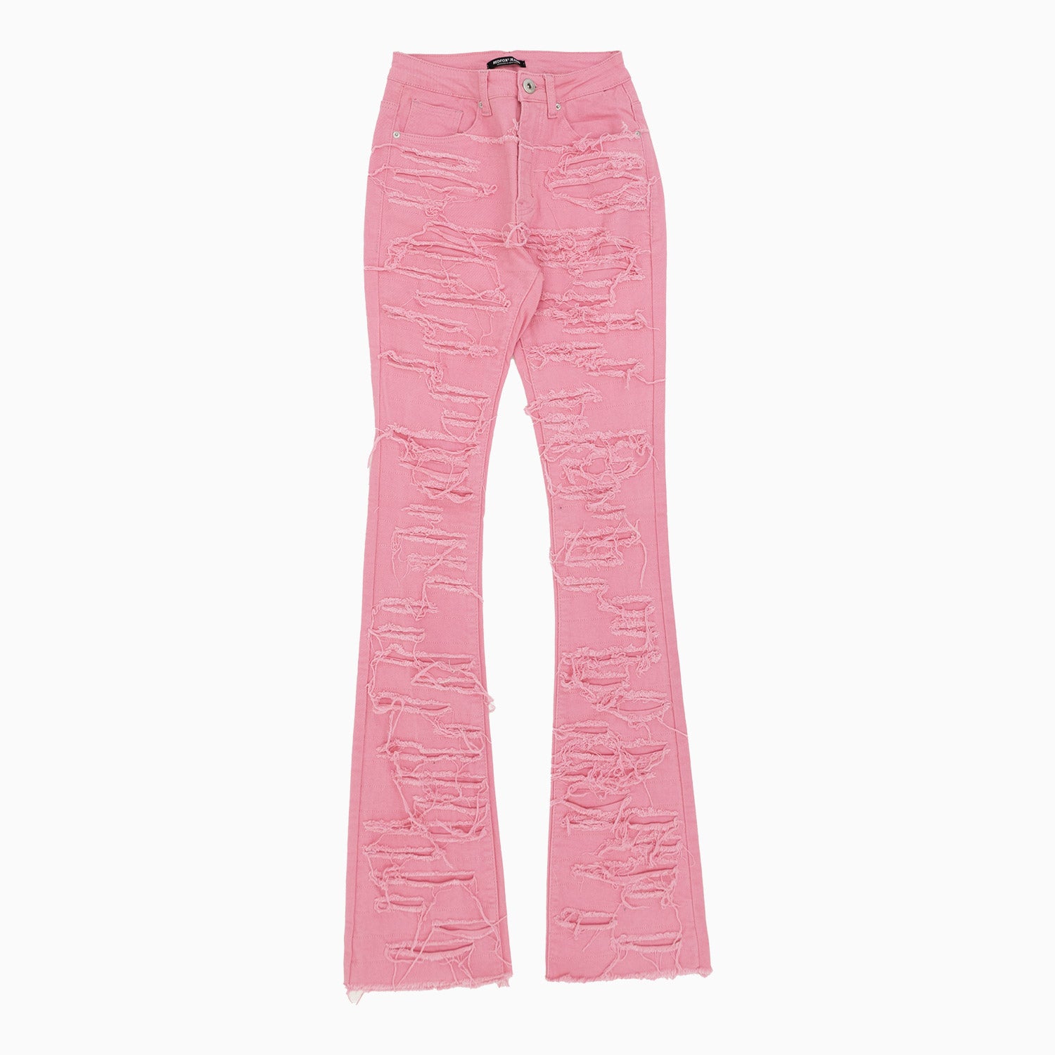 Red Fox Women's Heavy Twill Dist Stacked Frayed Denim Pant
