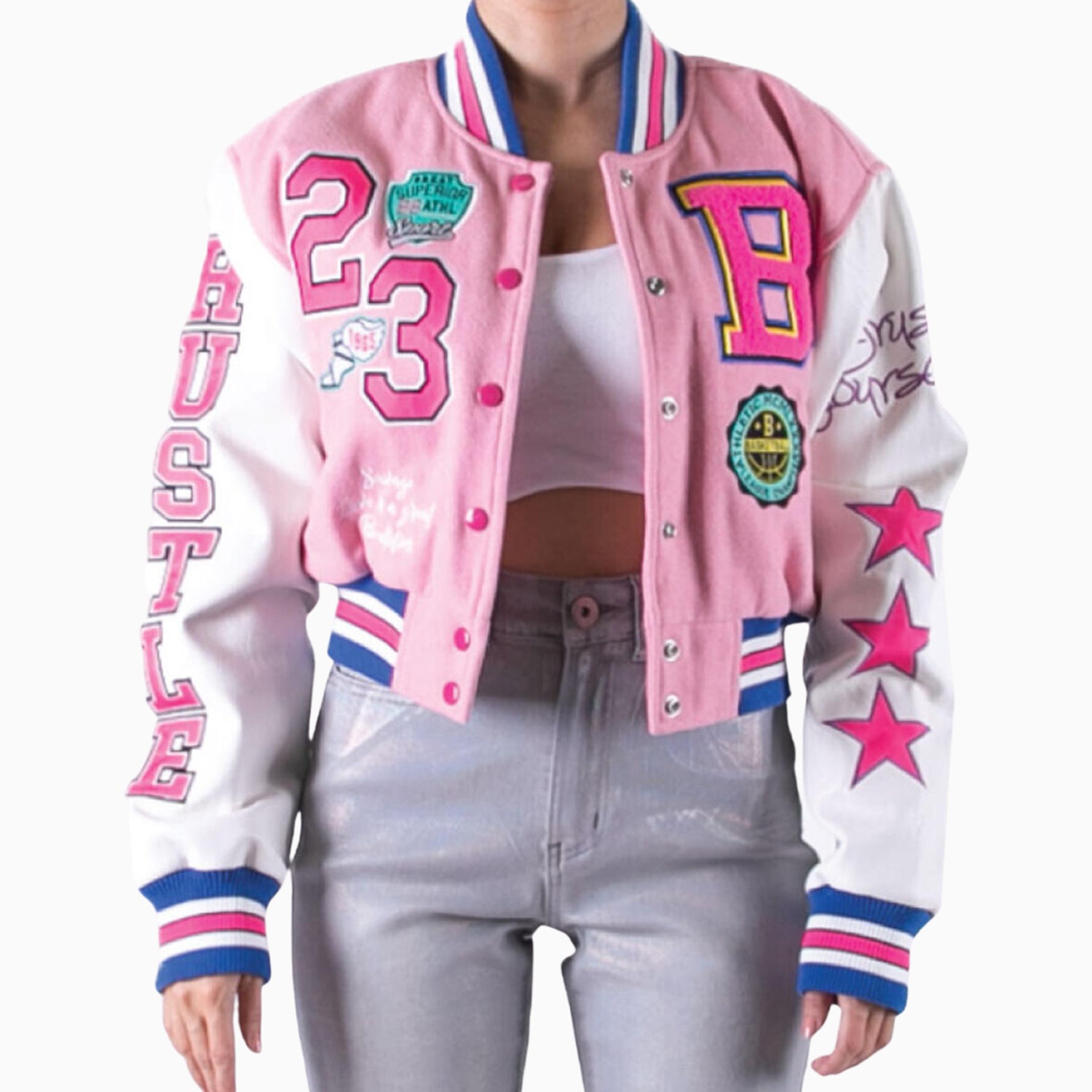 Red Fox Women's Wool Crop Varsity Jacket With Patch