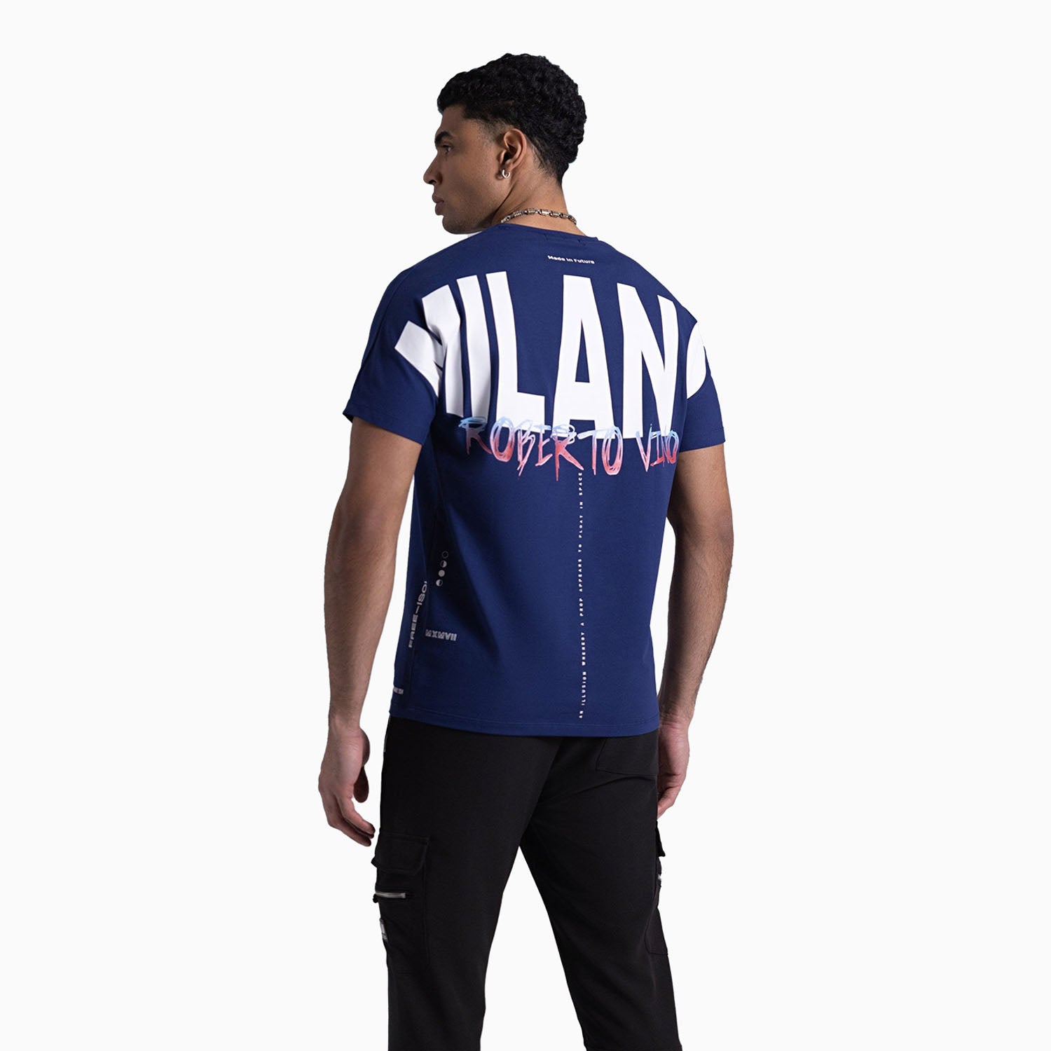Roberto Vino Men's Big Logo Crew Neck T Shirt