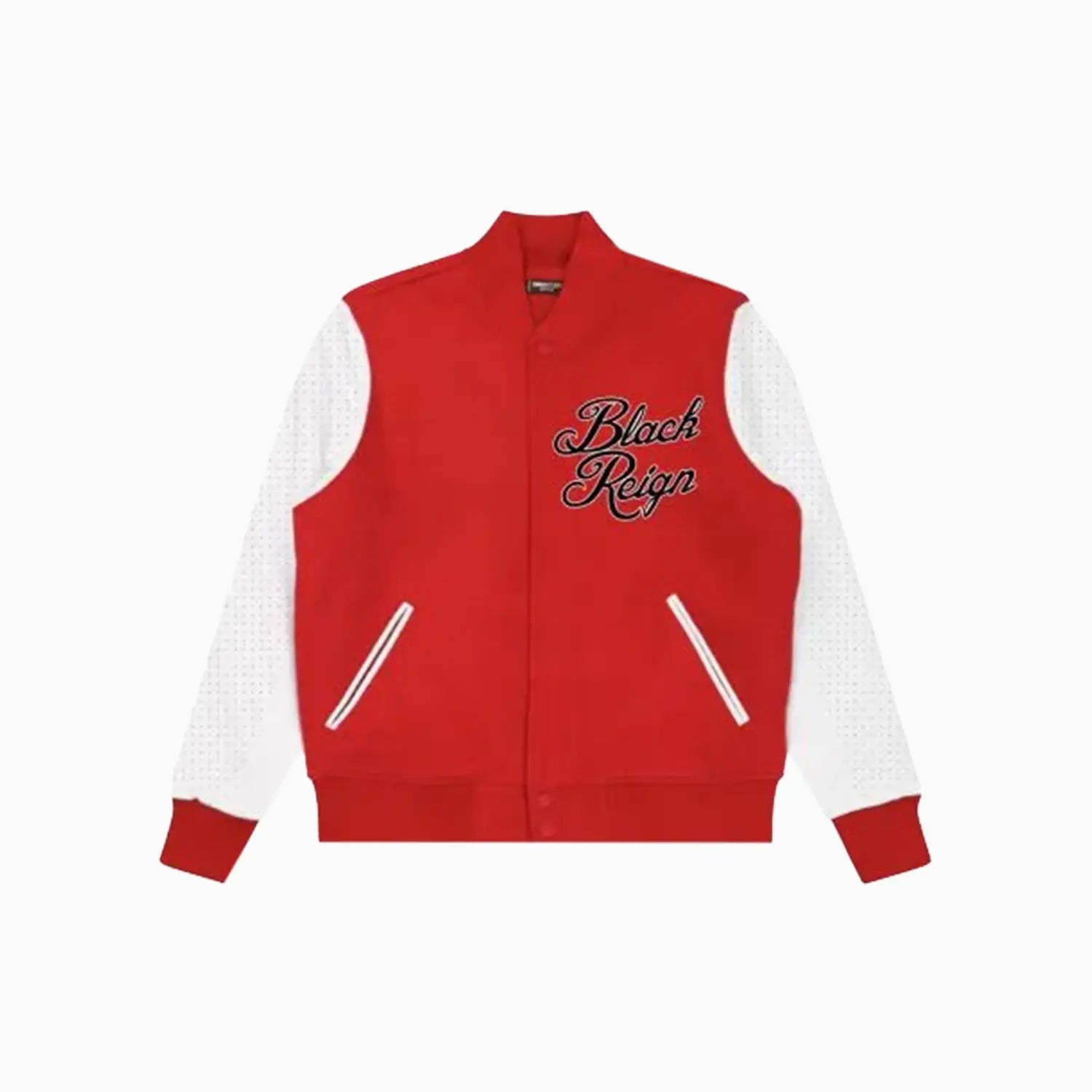 Roku Studio Men's Black Reign Rhinestone Varsity Jacket