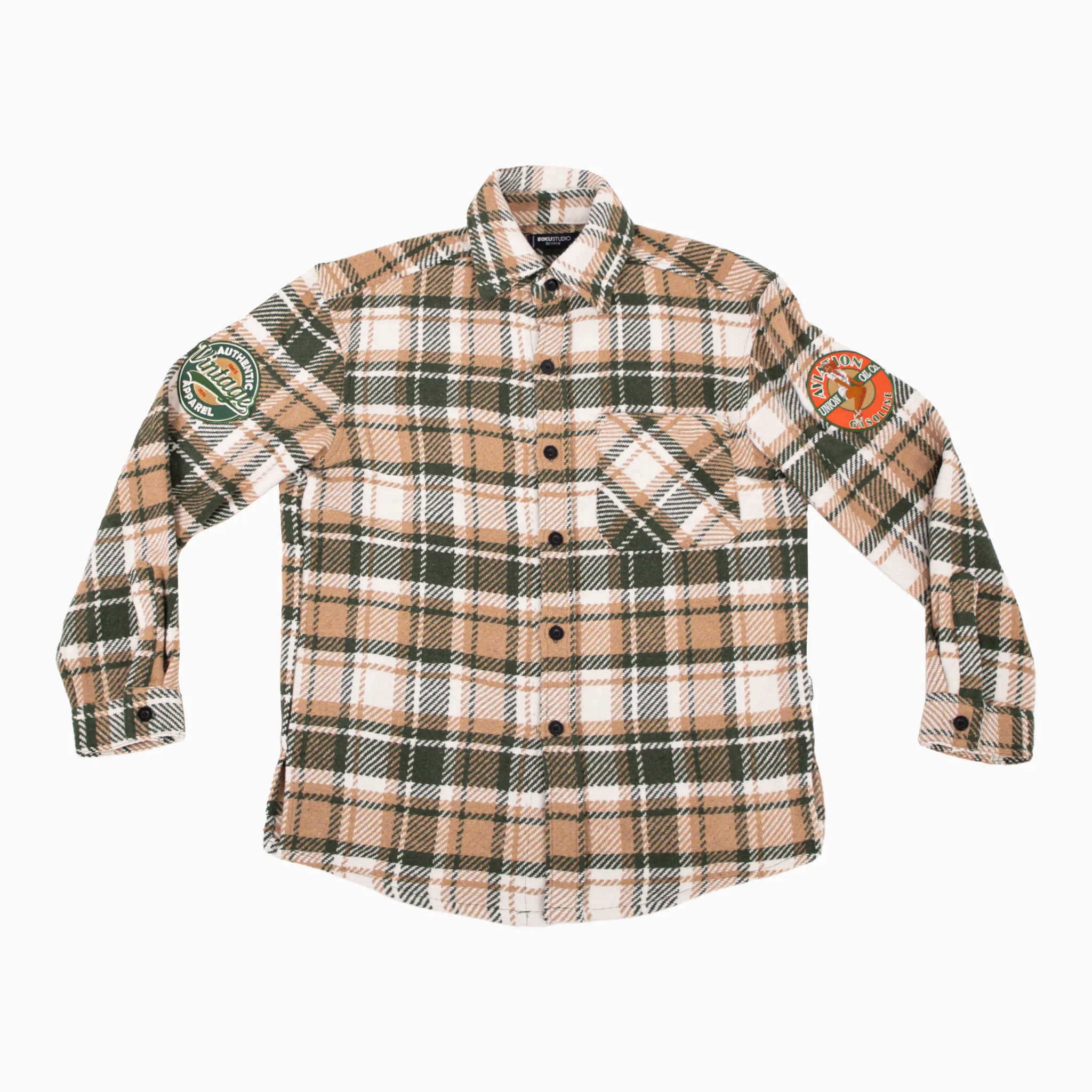 Roku Studio Men's Vintage Aviation Heavy Flannel Shacket Shirt
