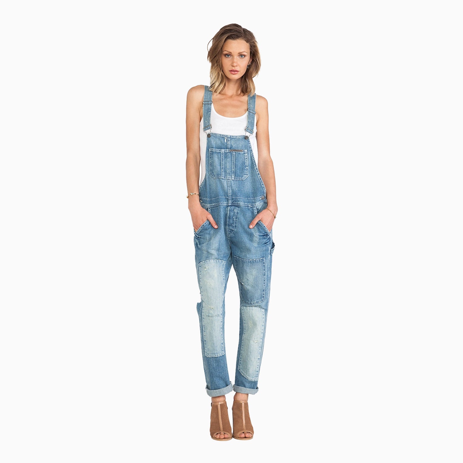 True Religion Women's Erin Rolled Crop Relaxed Overall in Lost Paradise