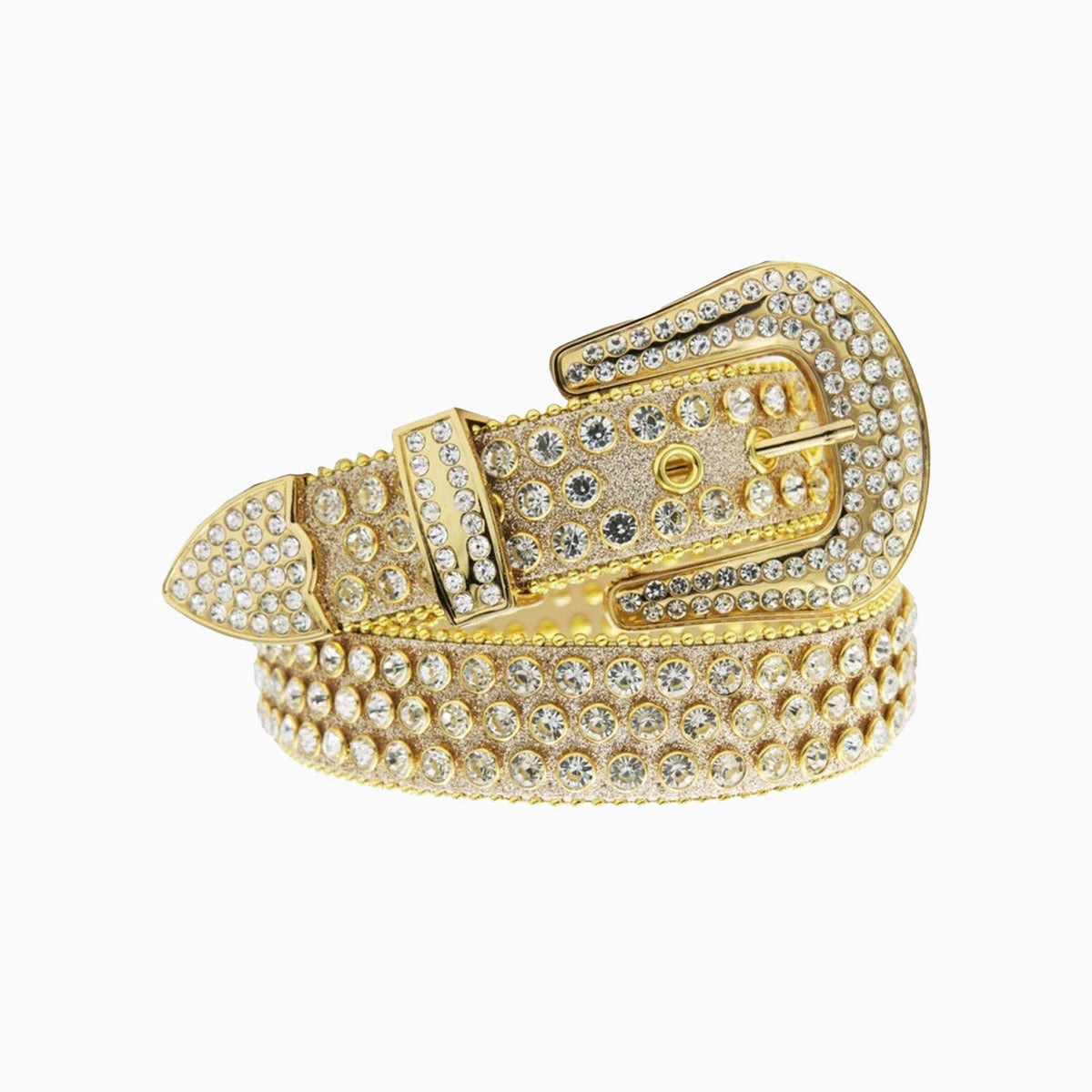 DNA Premium Belt - Gold Glitter Shiny With Silver Stones